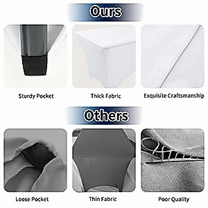 PureFit Spandex White Table Covers 6ft Fitted Table Clothes for 6 Foot Rectangle Tables, Elastic Massage Table Cover, Stretch Wrinkle Free Tablecloth for Party, Wedding, Banquet, Vendor Stand, 2 Pack