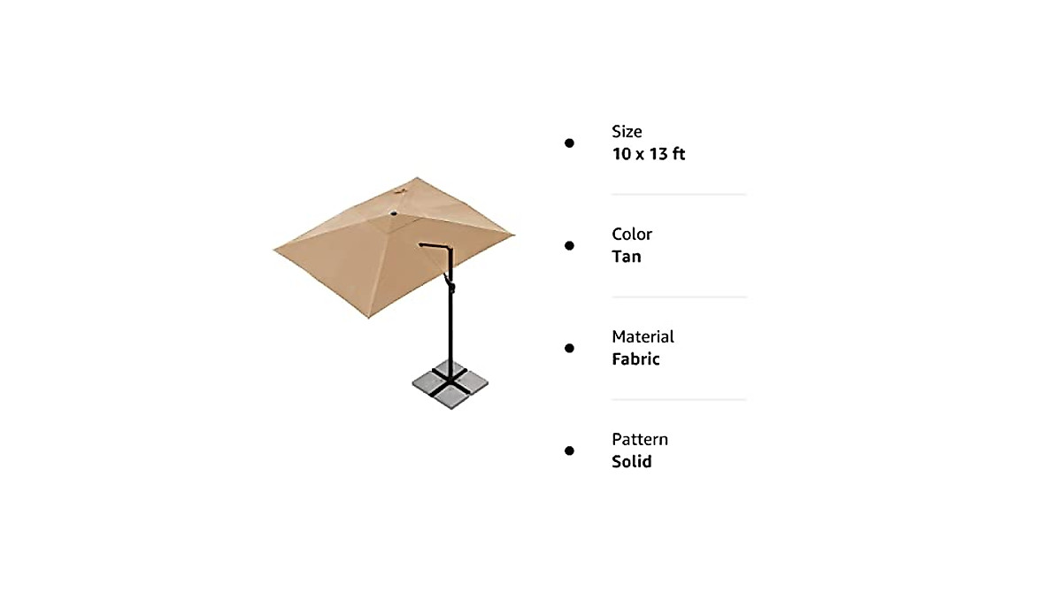 Sunnyglade 10x13ft Cantilever Patio Umbrella - 360° Rotation & Tilt