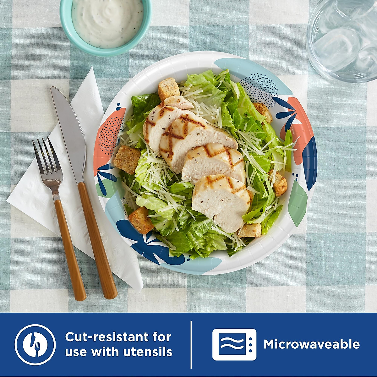 Dixie Paper Plates, 8 ½ inch, Lunch or Light Dinner Size Printed Disposable Plate, Packaging and Design May Vary 90 Counts (Pack of 1)