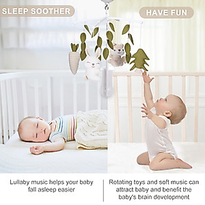 COTTONBEBE Crib mobile 35 Lullaby muisc, Organic Cotton Baby Mobiles for Cribs & Pack N Play, Easy to install, Stuffed Animals Hanging Toys Newborn Boys & Girls, Safari Nursery Decor