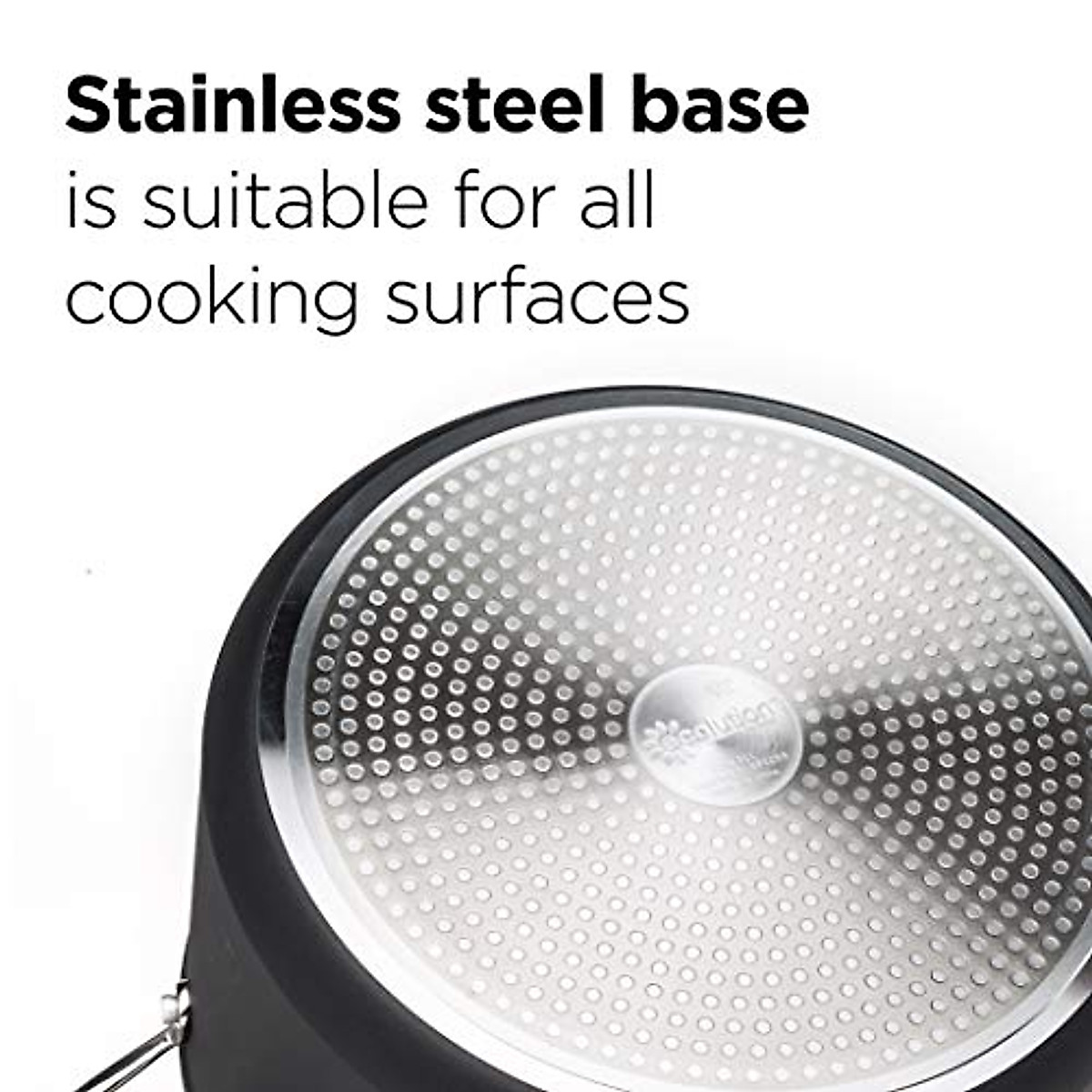 Ecolution Symphony Multipurpose Forged and Stainless Steel Pots and Pans 8 pc. Set, Reinforced Ergonomic Cool-Touch Handles, Dishwasher Safe, Fully Nonstick Interior, Slate,Grey