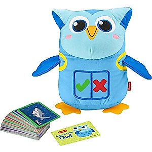 Fisher-Price Electronic Learning Toy, Guess & Press Owl Interactive Plush with Games for Preschool Kids Ages 3 Years+