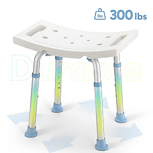 OasisSpace Shower Chair, Adjustable Bath Stool Chair for Inside Shower - Tool Free Anti-Slip Bench Bathtub Stool Seat with Durable Aluminum Legs for Elderly, Senior, Handicap & Disabled