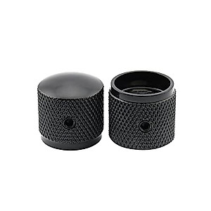Musiclily Metric 6mm Metal Guitar Flat Top Dome Knobs Volume Tone Control Knobs for Fender Telecaster Tele Electric Guitar Precision Bass, Black(4 Pcs)