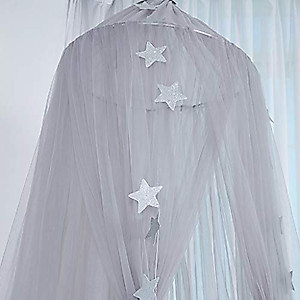 OldPAPA Bed Canopy for girls - Princess Bed Canopy Mosquito Net Nursery Play Room Decor Dome Premium Yarn Netting Curtains Baby Game Dream Castle, Grey