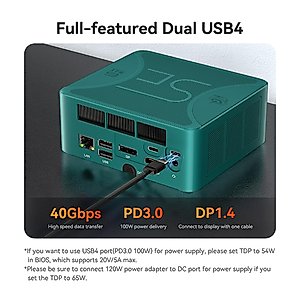 Beelink SER6 MAX Gaming Mini PC, Mini Computers with AMD Ryzen 9 6900HX (8C/16T, Max 4.9Ghz, TDP 54W), 32GB DDR5+1TB M.2 2280 PCIe4.0x4 SSD, BT 5.2, WiFi 6, 2.5G LAN, 2*USB4, DP, HDMI, Quad Display