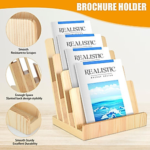 DLUGOPIS 4 Tier Wood Brochure Holder 8.5 x 11Magazine Display Rack Brochure Display Stand Literature Holder Pamphlet Display Stand Magazine Organizer Flyer Display Holder for Table Counter