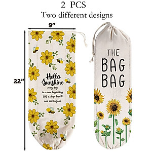 WELLBANEE 2Pcs Sunflower Plastic Bag Holder for Kitchen, The Bag Bag, Plastic Bag Organizer- PB001