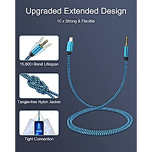 Aux Cord for iPhone, Lightning to 3.5mm Male Audio Cable Compatible with iPhone 14 Pro Max, 14 Plus, 13 Max, 12 Mini, X/XR, iPad, iPod, Mfi Apple Auxiliary Wire for Car, Speaker, Headphone -2Pcs/3ft