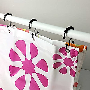 MJIYA Shower Curtain Rings, Stainless Steel Roller Rust-Resistant Balance Sliding Anti-Drop Double Shower Hooks for Curtain Bathroom Shower Curtain (Black)