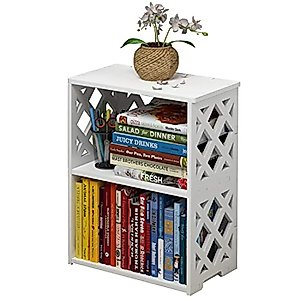 Rerii Small Bookshelf, 3 Tier Bookshelf for Small Spaces, 2 Shelf Bookcase Kids, Book Storage Organizer Case Open Shelves for Bedroom Living Room Office, White