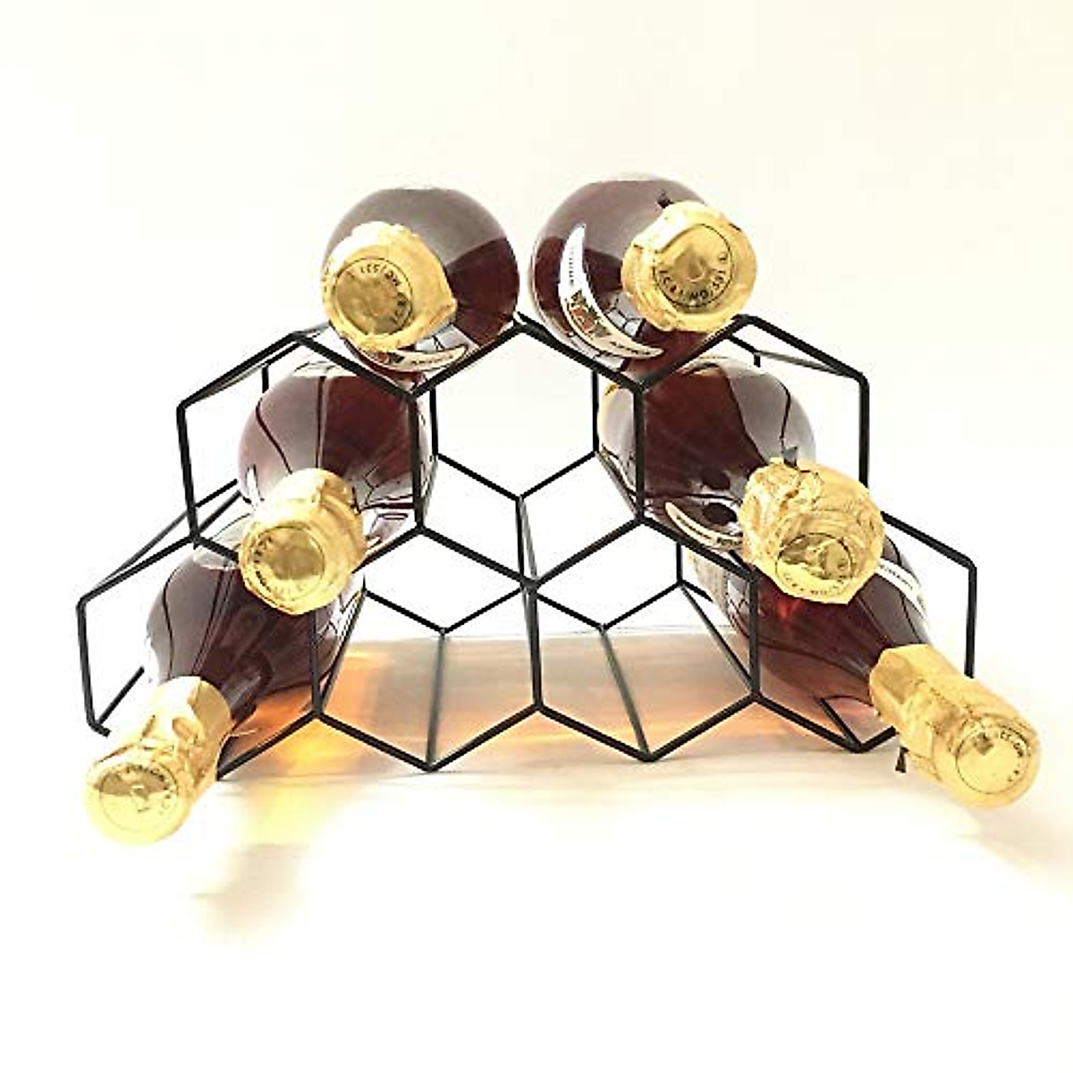 KirinRen Black Metal Wine Rack Freestanding, Tabletop Wine Rack Holder, Countertop Wine Bottle Holder (Black)