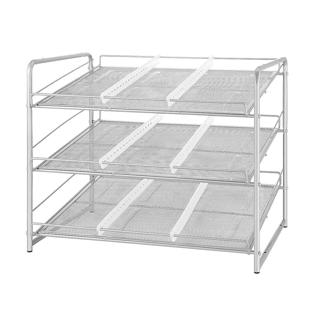 Vontreux Stackable Can Rack Organizer, Mesh Can Storage Dispenser for Kitchen Cabinet or Pantry, Silver