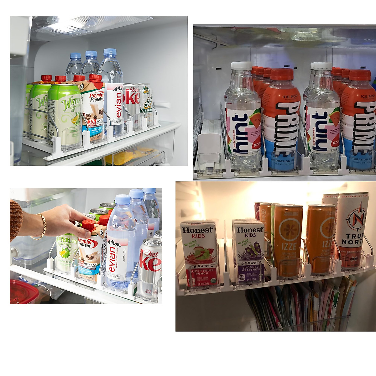 Drink Organizer for Fridge, Upgraded Self Pushing Fridge Drink Organizer, Automatic Drink Dispenser for Fridge-Holds up to 25 Cans - Accessories Included