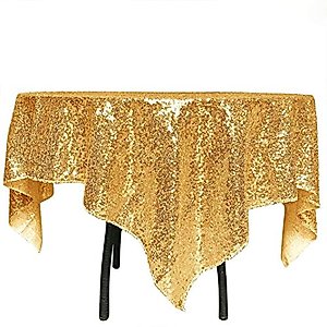 ShinyBeauty Sequin Tablecloth-Gold Sequin Table Overlay and Sequin Tablecloth/Linen for Wedding/Party/Event/Decoration-Gold (36inx36in) (Gold)