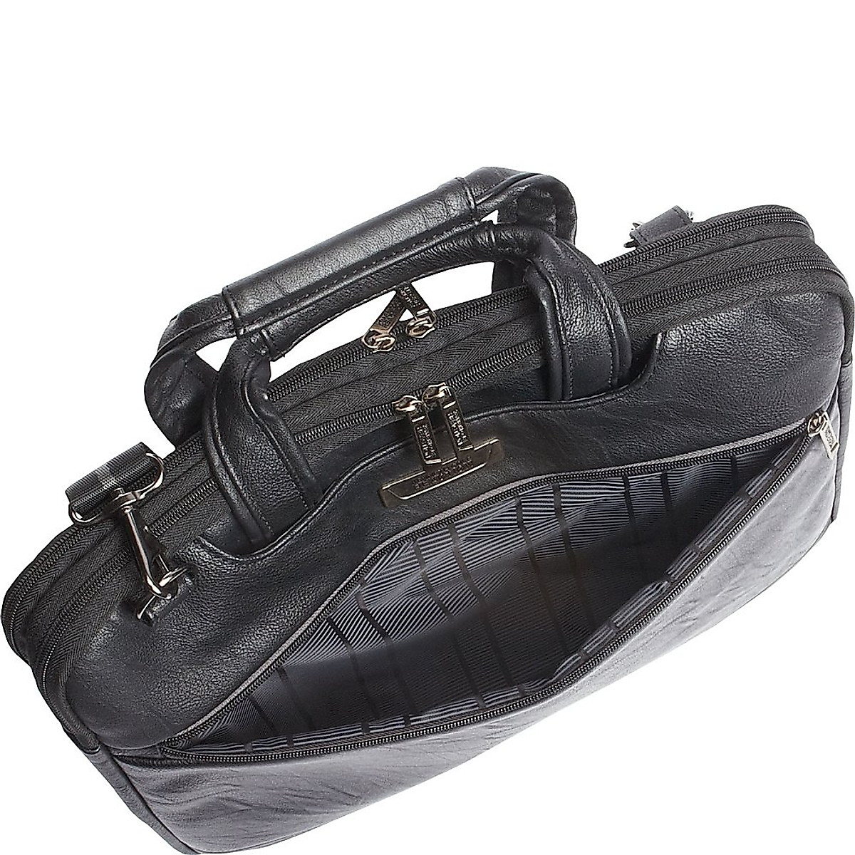 Kenneth Cole Reaction ProTec Faux Pebbled Leather Slim 16" Laptop Business Briefcase / Tablet Bag, Black