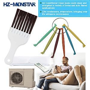 HZ-MONSTAR 2Pcs Air Conditioner Condenser Fin Comb Set, FCR6 Ring Fin Comb and Air Conditioner Condenser Brush, Condenser Fin Comb Brush Repair Tool, Straighten Evaporator Condenser for Condenser Coil