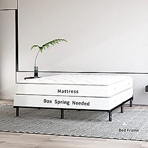 Hafenpo Metal Bed Frame - Sturdy Platform Bed Frame Heavy Duty Non-Slip Black Bed Frame 9 Leg Support Easy to Assemble Suitable for Any Space Queen Size