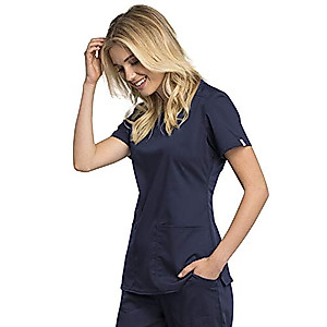 Cherokee Women Scrubs Top Workwear Revolution Tech V-Neck WW770AB, XL, Navy