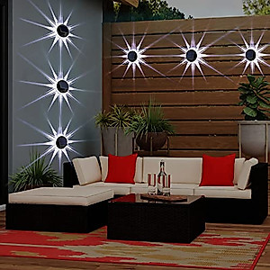 TIJNN Solar Wall Lights -(6 Pack), 3 Mode Dynamic Rotating Lights,Outdoor Lighting Backyard Decor Outside Step Lights Garden Post Fence