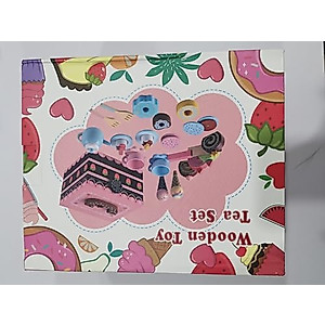 Lawcephun Wooden Tea Party Set for Little Girls, 30pcs Princess Tea Set Toy for Pretend Play, Montessori Toys for Toddlers Age 3-6, Birthday Gifts for Girls & Boys