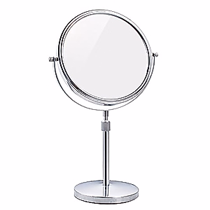 Nicesail Tabletop Makeup Mirror 8 Inch Double-Sided with 7X Magnification, Freestanding Mirror with Pedestal for Shaving, Height Adjustable Chrome Finish (8 Inch, 7X)