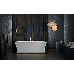 KOHLER K-6367-0 Stargaze 72-Inch x 36-Inch Freestanding bath with fluted shroud and center drain, White