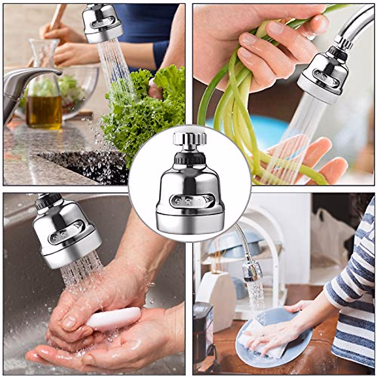 Movable Kitchen Faucet Head 360° Rotatable Faucet Sprayer Head Replacement Anti -Splash Tap Booster Shower and Water Saving Faucet for Kitchen (360° Faucet Head) Novsix