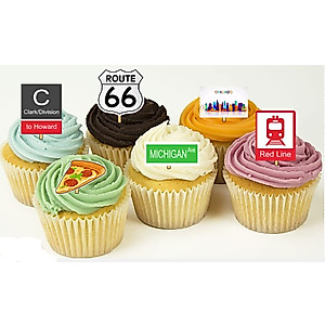 12 Handmade Chicago City Theme Party Cupcake Toppers Picks