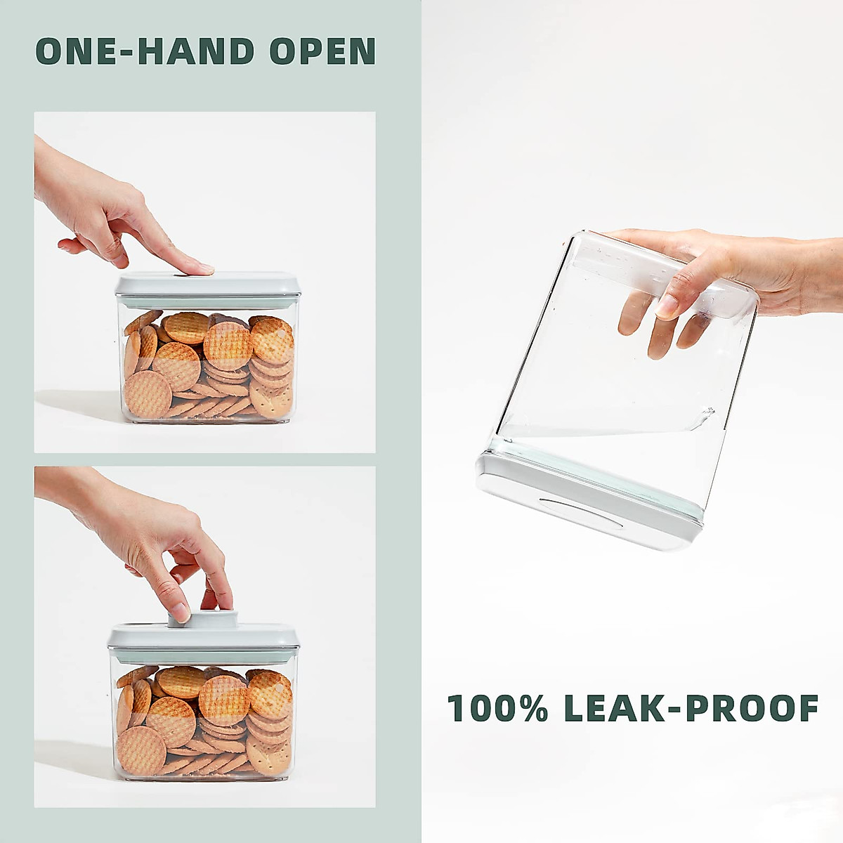 Tourdeus Pop Containers for Food Storage - 4 Pack Airtight Food Storage Containers, BPA-Free Flour Containers with Lids, Food-Grade Air Tight Containers for Food with Measurement Marks