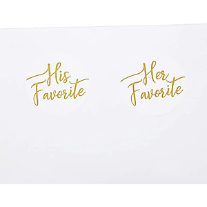Pipilo Press Gold Foil Stickers for Weddings, His Favorite, Her Favorite (1 in, 200 Pieces)