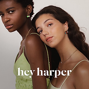 Hey Harper Iris Earrings Gold Huggie Hoop Earrings Dangle Drop - Waterproof & Sweatproof Dainty Gold Hoop Earrings for Women - Heart Pendant Earrings with 14K Golden Color PVD Coating