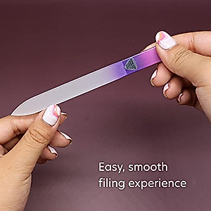 Glass Nail Files for Natural Nails, Fingernail Files, Manicure Set Nail Care, Gentle Comfortable Filing, Leaves Nails Smooth - Bona Fide Beauty 10-Piece Premium Czech Crystal Nail Files