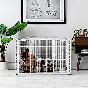 IRIS USA 24" Exercise 4-Panel Pet Playpen, Puppy Pet Small Medium Dog Pen Keep Pets Secure Easy Assemble Rust-Free Heavy-Duty Molded Plastic Customizable, White