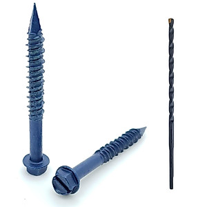100 Qty 1/4" x 2-1/4" Hex Head Diamond Tip Concrete Screws to Anchor Masonry, Block & Brick (BCP500)