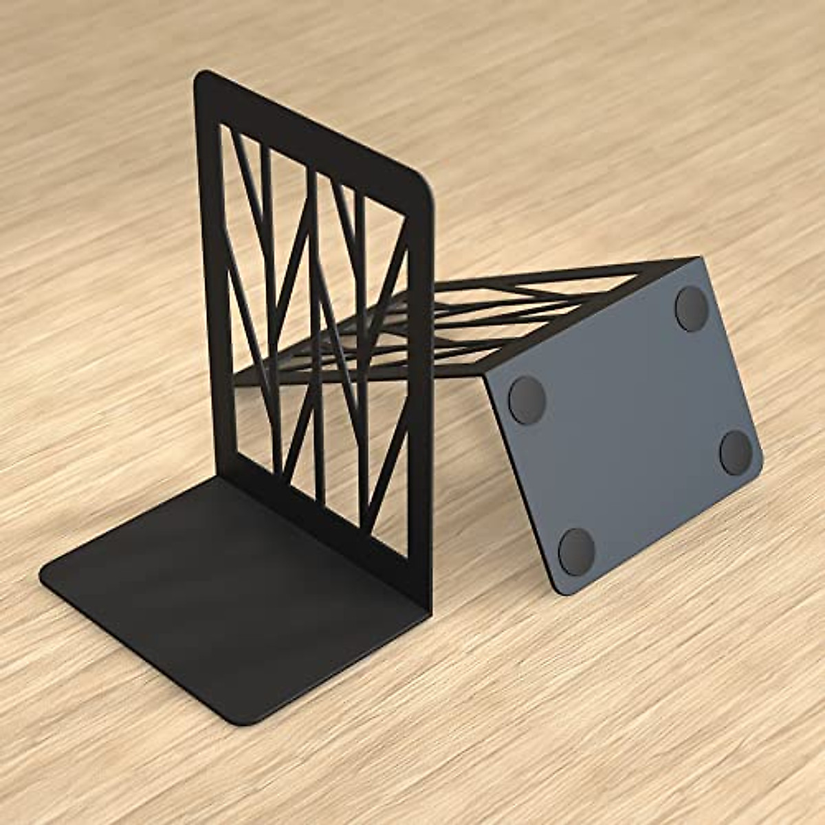 MAMILO Bookends for Book Shelf – 6-Pack Metal Book Ends to Hold Books – Sturdy and Durable Bookends for Shelves – Modern and Elegant Designs – Semi Gloss Coated Paint – Ideal for Bookshelf Decor