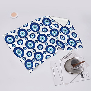 Bapcoku Blue Evil Eyes Kitchen Dish Towels 16"x 24" Cotton Absorbent Drying Cloth Tea Towels Hand Towels 2 Pack for Cooking Baking Farmhouse Home Decor