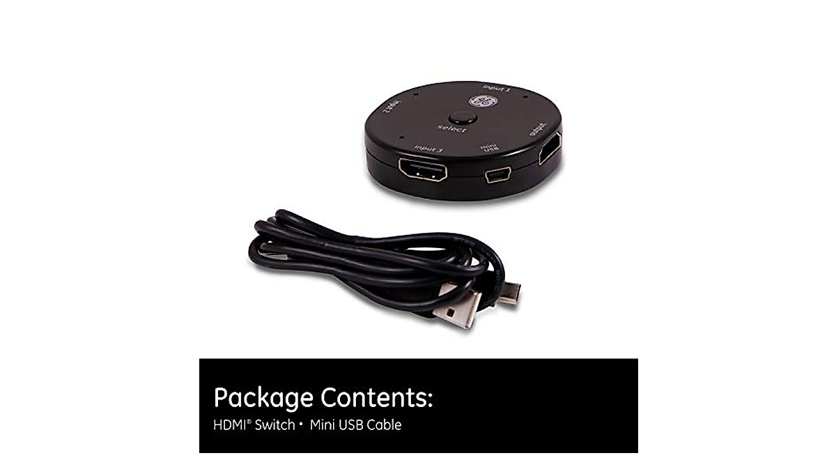 GE 3 Device HDMI Switch - 4K Ultra HD for Smart TVs & Gaming