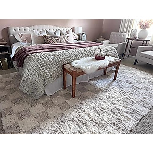 Hauteloom Etiler Living Room, Bedroom Area Rug - Contemporary - Plush Pile - Cream,Light Beige - 4' x 6'