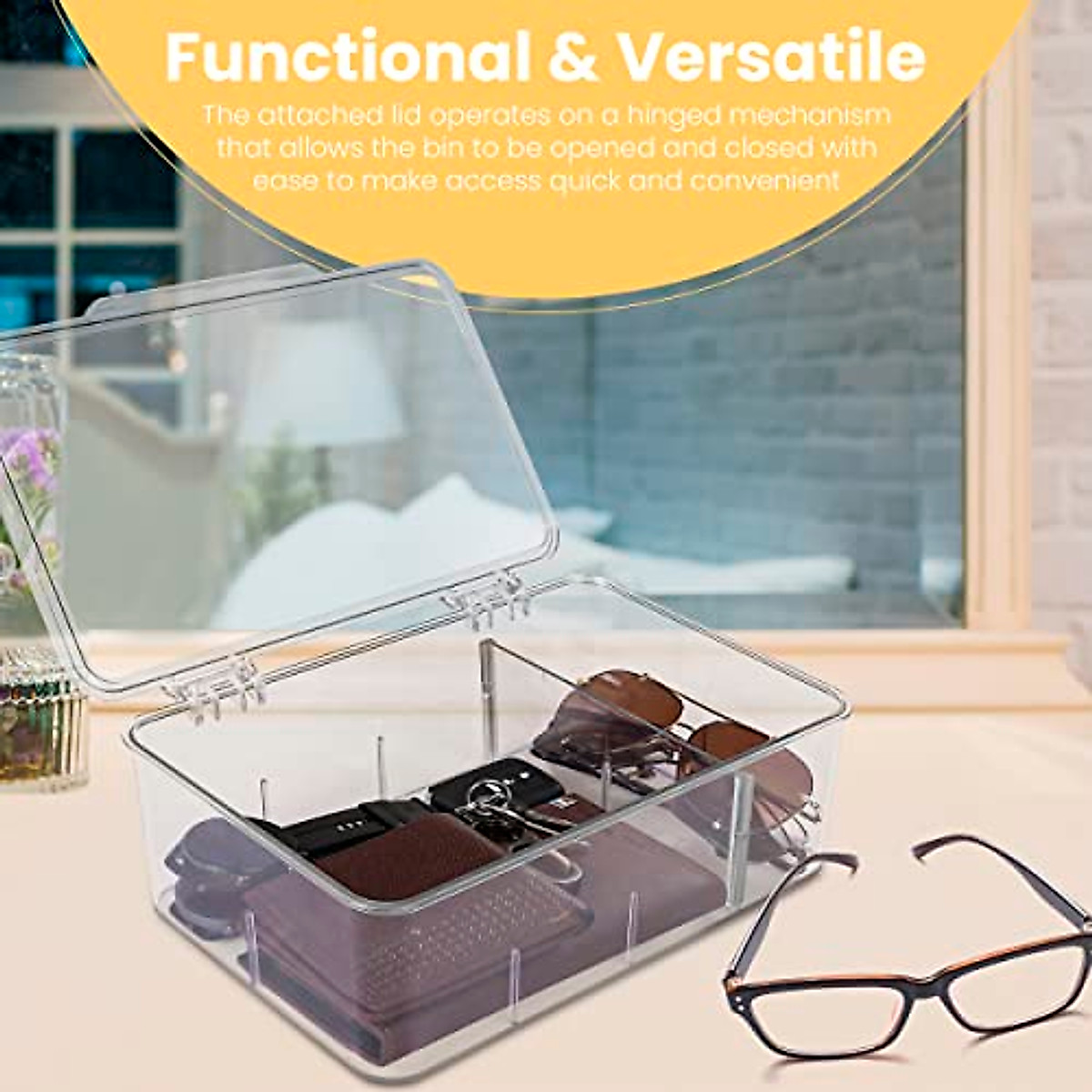 Utopia Home Eye Glasses Holder (Pack of 3) - Premium Sunglass Organizer - Eyeglass Holder & Glasses Storage Organizer for Sunglasses, Reading Glasses & Accessories (Clear)