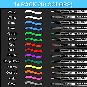 KAMUMU Liquid Chalk Markers Fine Tip Chalkboard Markers Chalk Pen for Blackboard First Day of School Board - 14 Pack