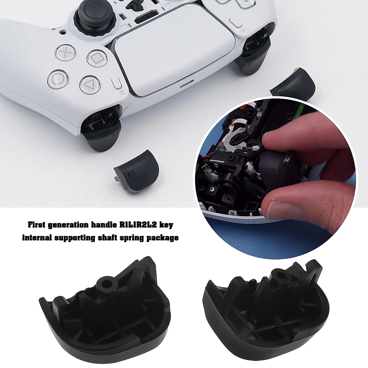 ECSiNG Set of 12 L1 R1 L2 R2 Trigger Buttons Repair Kit Compatible with PS5 V1 Controller Shoulder Buttons with Springs & Trigger Frames & Shaft & Screwdriver & Pry Tool