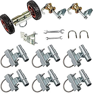 VEVOR Chain Link Rolling Gate Kit Galvanized Steel Rolling Fence 6 Universal Track Bracket Chain Link Rolling Gate Hardware Kit 2 Solid Rubber Wheels Fence Rolling Kit for Chain Link Sliding Gate