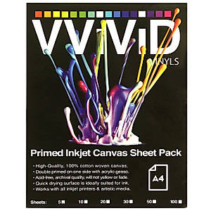VViViD Inkjet Canvas 100% Real Printable Cotton LTR 8.5 X 11 125lbs. 340gsm 17mil (5 sheets)