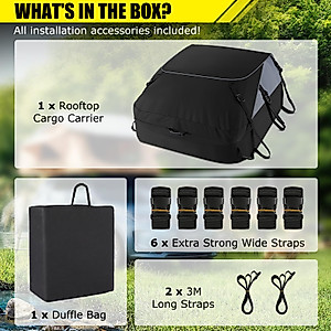 20 Cubic Car Rooftop Cargo Carrier Bag - Waterproof Heavy Duty Car Roof Bag for All Vehicle with/Without Racks - Easy to Install Soft Rooftop Luggage Carriers with Wide Straps