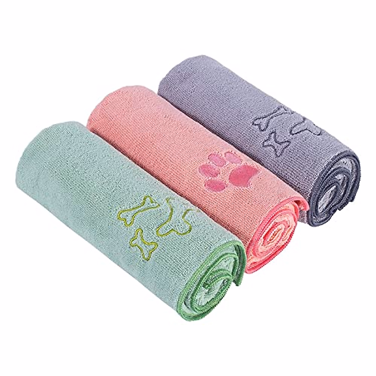 SUMEINA Pet Grooming Towel Collection Absorbent Microfiber X-Large, 40x20, Embroidered Pack of 3