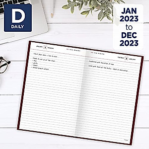 AT-A-GLANCE 2023 Daily Diary, Standard Planner Journal, 12 Month, 7-3/4" x 12", Large, Hardcover, Red (SD37613)