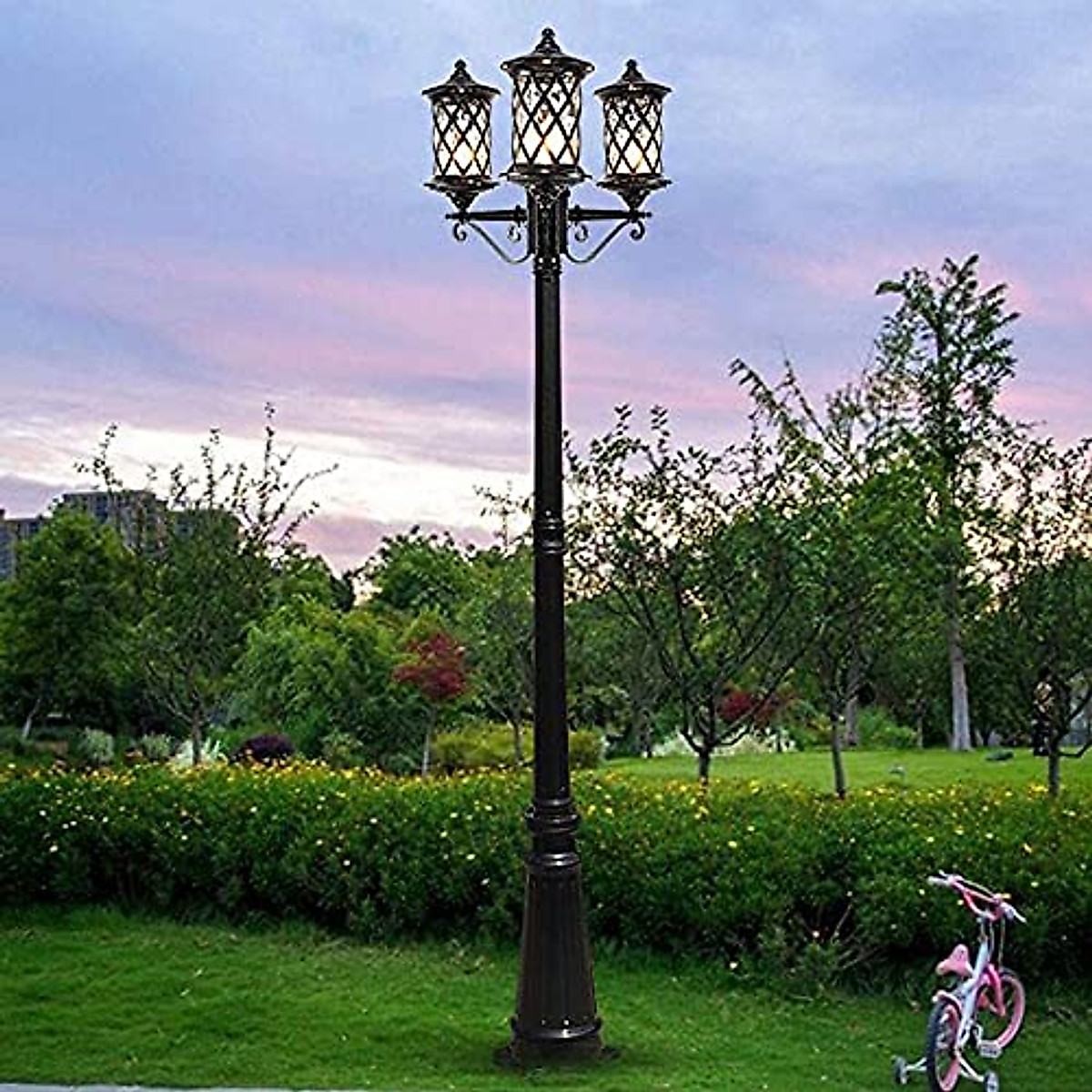 3 Head High Pole Landscape Street Light Aluminum Pole Light Outdoor Waterproof Courtyard Garden Community European Lamp Villa Home Retro Led