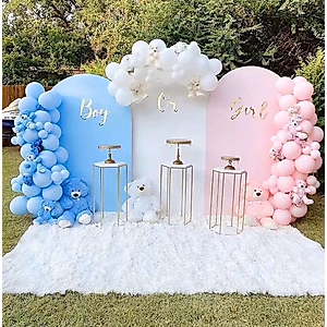 Pink and Blue Latex Balloons, 50 Pack 12 inch Pink Blue White Party Balloons with 33ft Ribbon for Gender Reveal Baby Shower Birthday Bridal Shower Wedding Party Decorations Supplies