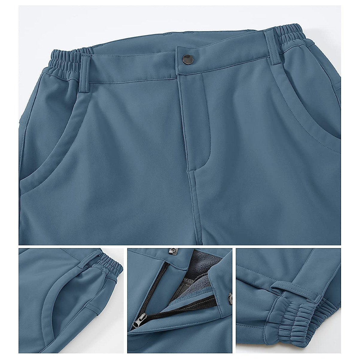 Gopune Women's Windproof Waterproof Sportswear Outdoor Hiking Fleece Pants (Grey Blue,L)